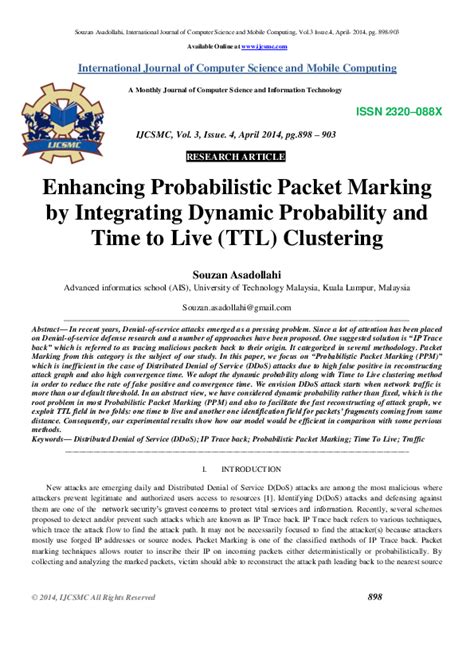 Pdf Enhancing Probabilistic Packet Marking By Integrating Dynamic