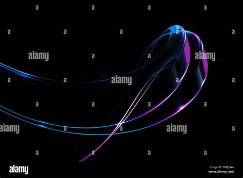 Light Purple Blue Line Effect On Black Background Dark Abstract Background With Glowing Wave