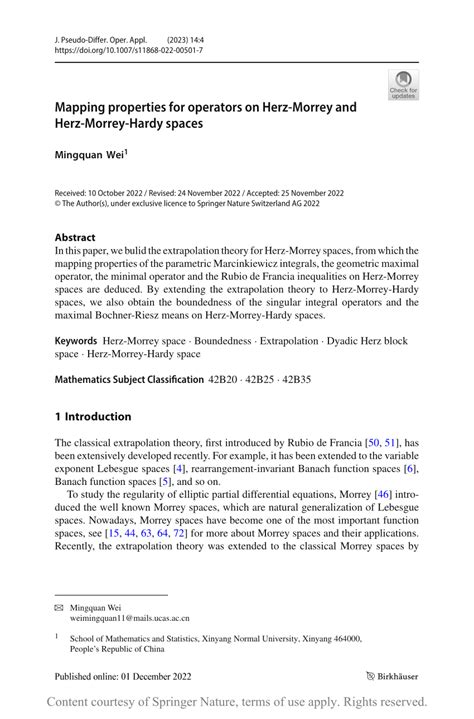Mapping Properties For Operators On Herz Morrey And Herz Morrey Hardy Spaces Request Pdf