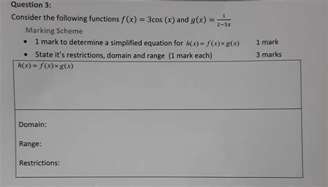 Solved Consider The Following Functions F X 3cos X And