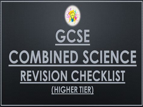 GCSE Combined Science Revision Checklist AQA H Teaching Resources