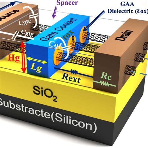 Three Dimensional 3 D Cross Sectional View Of Gaa Cnt Mosfet Device