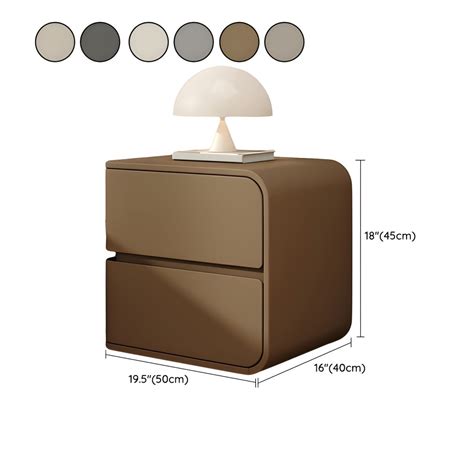 Rounded Corners Nightstands Solid Wood With Silent Buffer Guide Rail
