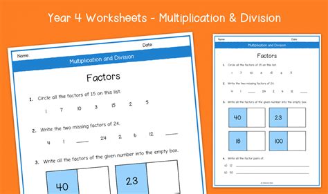 Year 4 Factors Worksheets Ks2 Multiplication And Division Primary Maths