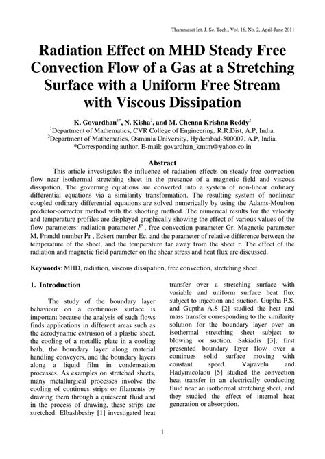 Pdf Mhd And Radiation Effects On Mixed Convection Unsteady Flow Of Micropolar Fluid Over A
