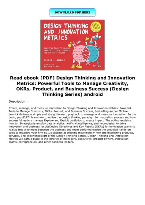 Read Ebook [pdf] Design Thinking And Innovation Metrics Powerful Too