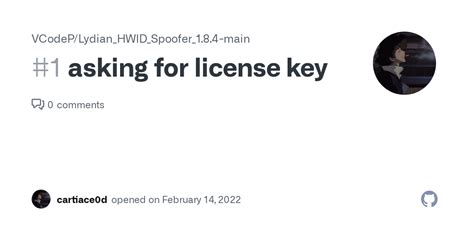 asking for license key · issue 1 · vcodep lydian hwid spoofer 1 8 4 main · github