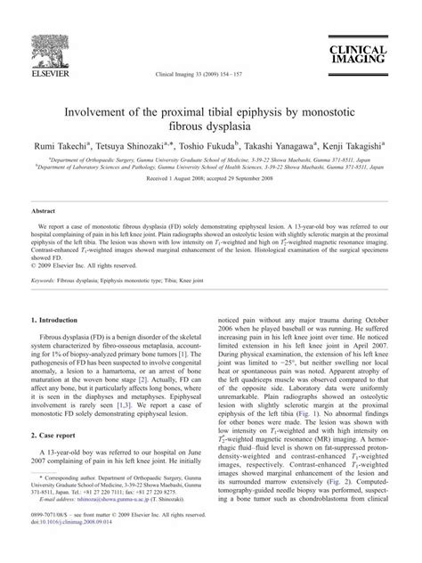 Pdf Involvement Of The Proximal Tibial Epiphysis By Monostotic