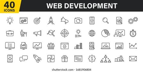 Set Outline Web Web Design Stock Vector Royalty Free Shutterstock