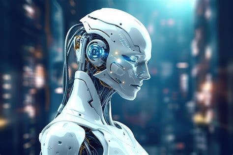 ai 미래 여성 로봇 미래 개념의 인공 지능 로봇 프리미엄 사진
