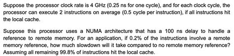 Solved Suppose The Processor Clock Rate Is GHz Ns Chegg Com
