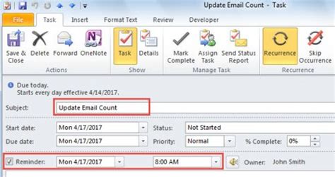 How To Auto Record The Total Count Of Incoming Emails Every Day In An Excel File