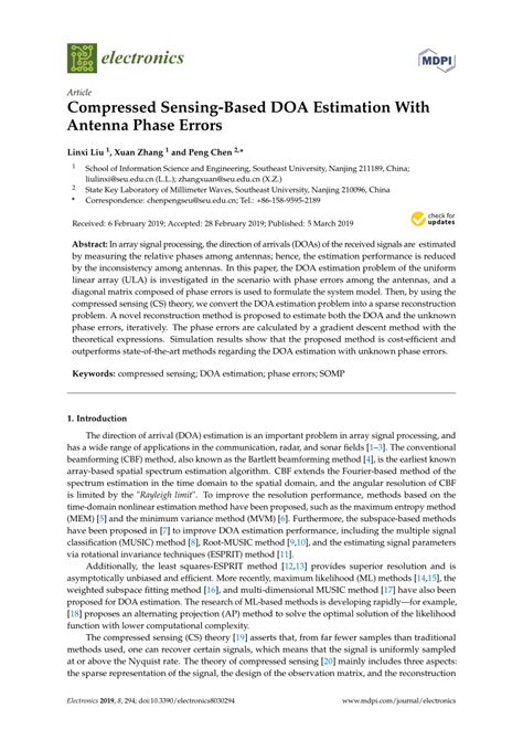 Pdf Compressed Sensing Based Doa Estimation With Antenna Phase Errors