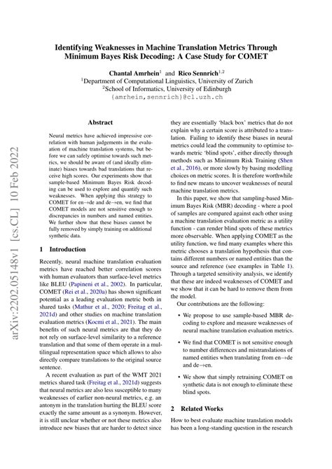 Pdf Identifying Weaknesses In Machine Translation Metrics Through Minimum Bayes Risk Decoding