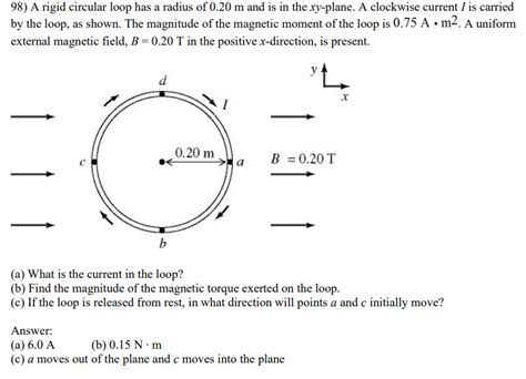 Solved A Rigid Circular Loop Has A Radius Of M And Is Chegg