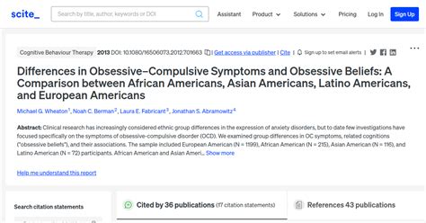 Differences In Obsessive Compulsive Symptoms And Obsessive Beliefs A Comparison Between African