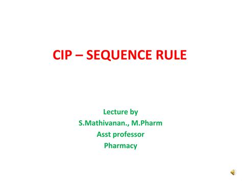 Cip Rule Or Sequence Rule Ppt