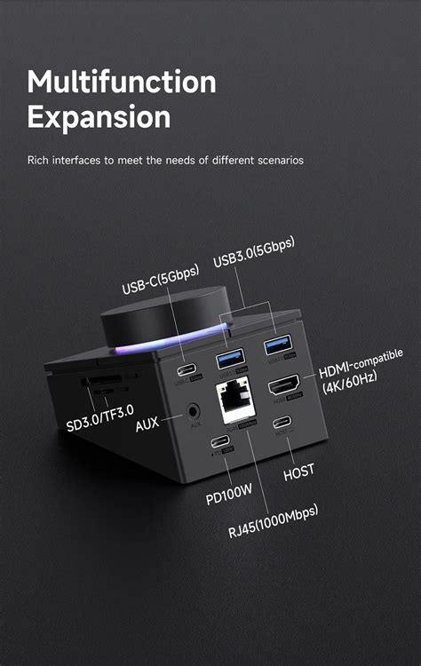 HUB chuyển đa năng Hagibis Knob USB C Hub With Shortcut Buttons Type C Docking Station Volume