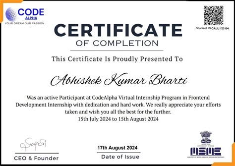 Frontenddeveloper Certificate Developer Frontend Abhishek Kumar