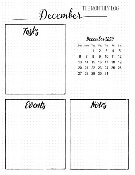 Journal Calendar Template