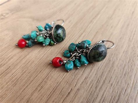 Сережки Nature Bijoux з бірюзою і коралом Франція 550 грн Сережки Ужгород на Olx