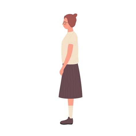Premium Vector Side View Of Standing Nerd Girl