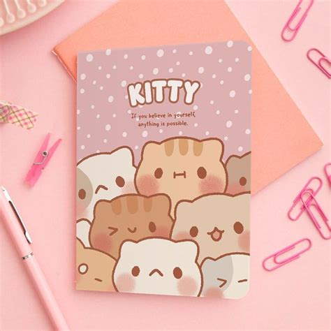 Kawaii Cat Notebook A5 Notebook Cute A5 Notebook Cute Kawaii A5 Notebook Cat Coffee Cup Notebook