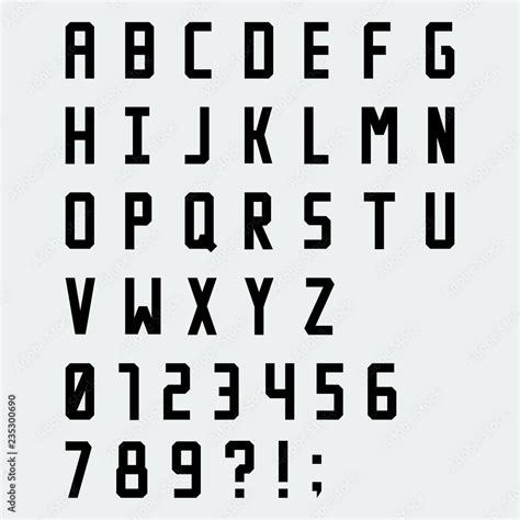 Simple Black Blocky Vector Font With Numbers Stock Vector Adobe Stock