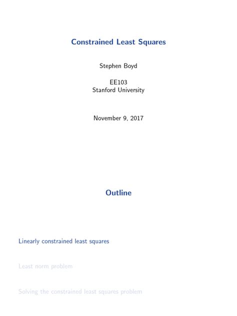 Constrained Least Squaresslides Pdf Least Squares Equations