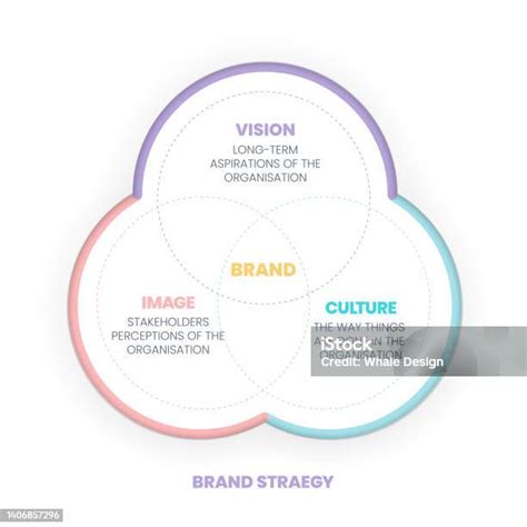 브랜드 전략 Venn 다이어그램의 벡터 일러스트레이션에는 바이슨 이미지 및 문화가 성공적으로 경쟁하는 데 도움이되는 열쇠입니다 브랜드 문화 및 비즈니스 전략 개념 인포그래픽