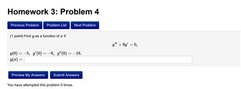 Solved Homework 3 Problem 4 Previous Problem Problem List