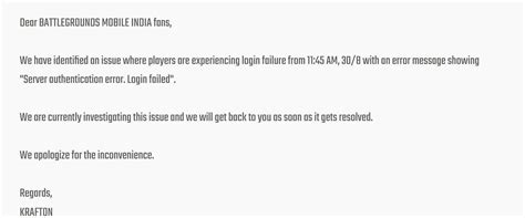 Bgmi Server Authentication Error Login Failed Possible Fixes Reasons And More