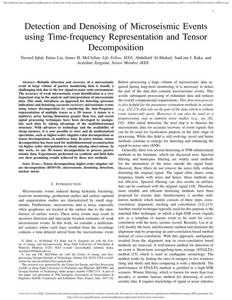 Pdf Detection And Denoising Of Microseismic Events Using Time