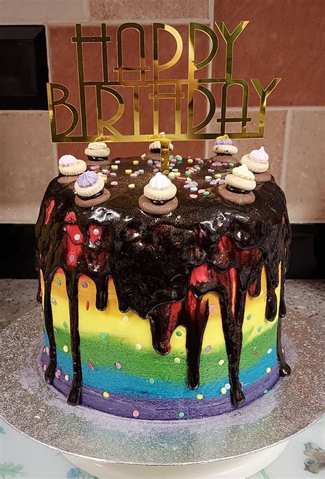 Messy Rainbow Birthday Cake Cake