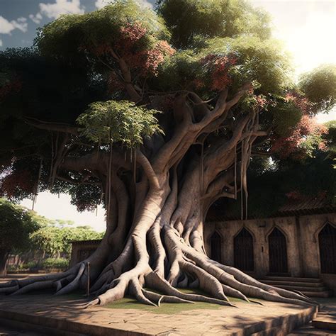 Premium Ai Image Banyan Tree Big Nature Plants Generative Ai