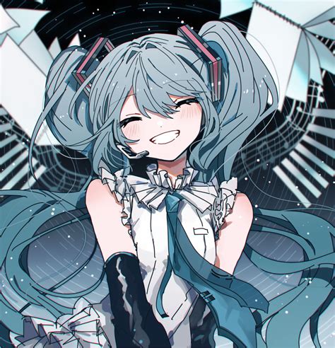 Safebooru 1girl Bangs Beamed Eighth Notes Black Sleeves Blue