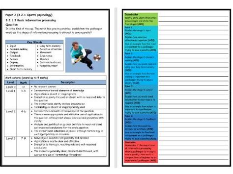 GCSE PE AQA Structure Strip Information Processing