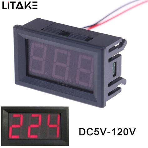 Dc 5 120v Digital Mini Voltmeter 2 Wires Calibratable Dc Volt Meter 0 56 Inch For Car Motorcycle
