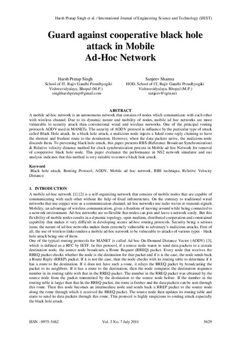 Pdf Guard Against Cooperative Black Hole Attack In Mobile Ad Hoc Network