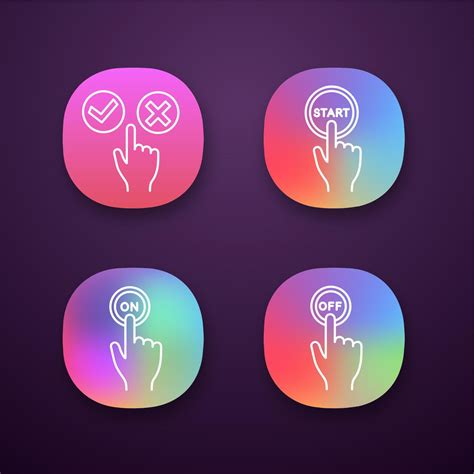 Click App Icons Set Accept And Decline Start Turn On And Off Uiux User Interface Web Or