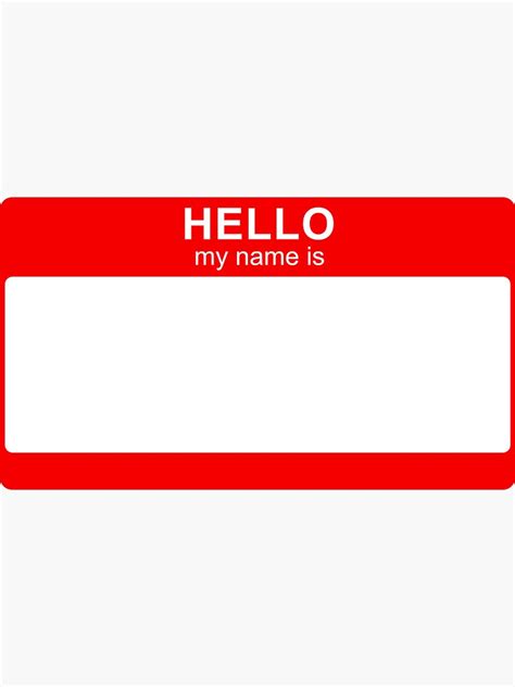 Name Tag Red Sticker For Sale By NameTagShop Redbubble
