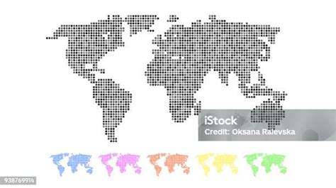 색된 세계 지도 흰색 배경에 고립의 집합입니다 개요 서식 파일 웹 디자인 브로셔 전단지 연례 보고서 배너 Infographic 점 점선 글로벌 개념 벡터 일러스트 레이
