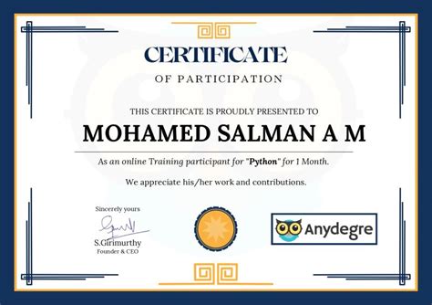 Mohamed Salman A M On Linkedin Python Certificate