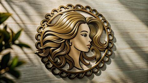 A Gold And Silver Logo With A Womans Face And A Hairdo Premium Ai