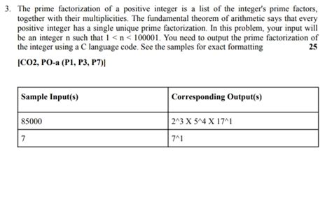 Solved The Prime Factorization Of A Positive Integer Is A