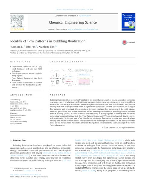 pdf identify of flow patterns in bubbling fluidization