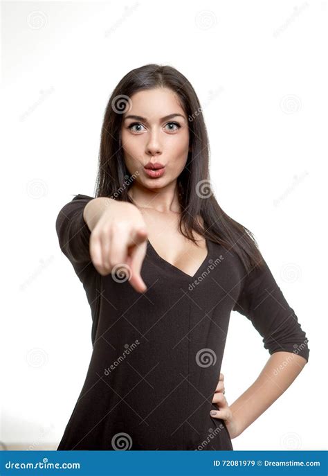 Beautiful Young Woman Pointing The Finger At You Stock Image Image Of