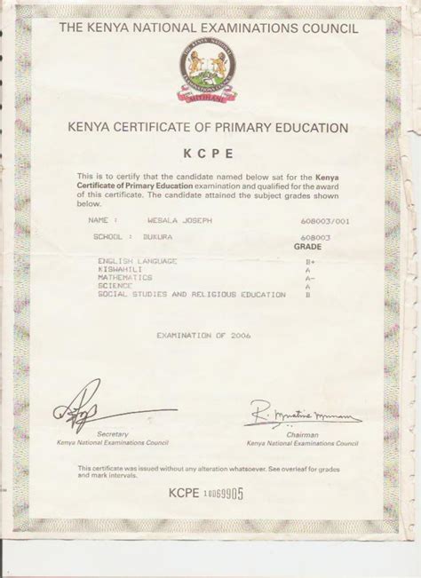Kcse Cert