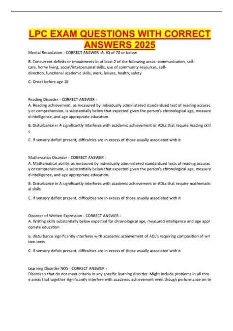 Lpc Exam Questions With Correct Answers 2025 Lpc Or Lcpc Licensed
