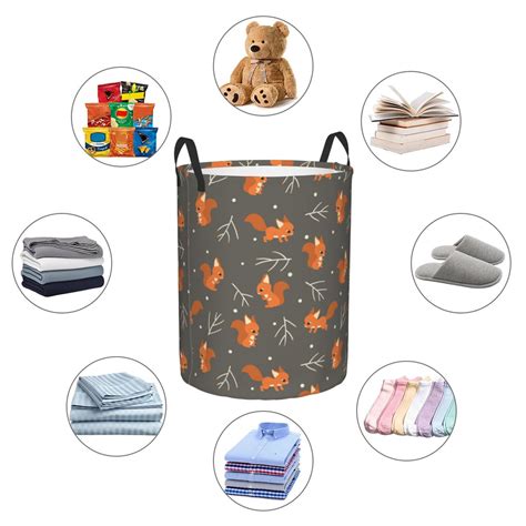 Goofa Cute Fall Fox Leaf Printed Circular Hamperlaundry Basket With